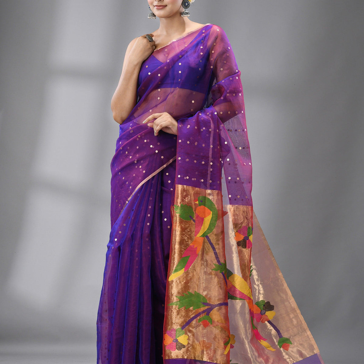Organza Jamdani Saree | Organza Silk Saree | Tamal Boutique